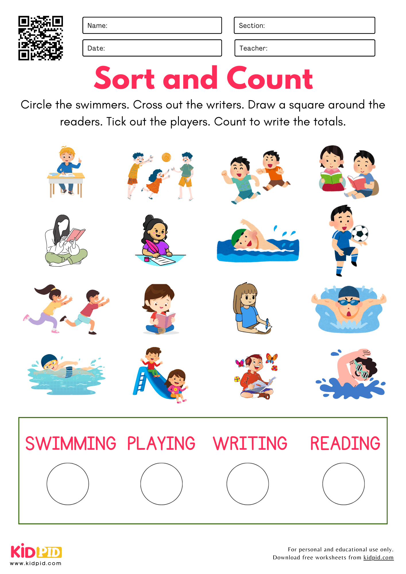 4 Group Sort and Count Worksheet For Grade 2 - Kidpid