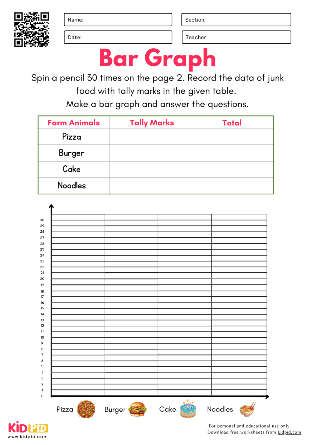 Data Analysis with Bar Graph Worksheet For Grade 3 - Kidpid