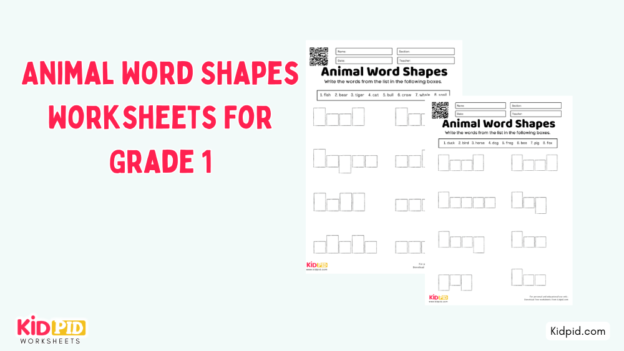 Animal Word Shapes Worksheet For Grade 1 - Kidpid