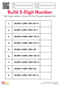 Build 5-Digit Numbers from Parts - Place Value Worksheet For Grade 4 ...