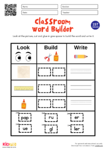 Classroom Word Builder Worksheet For Grade 1 - Kidpid