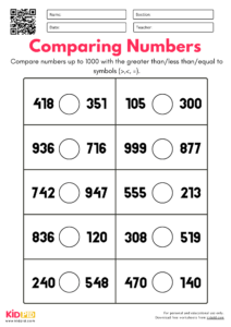 Compare Numbers Worksheets For Grade 2 - Kidpid