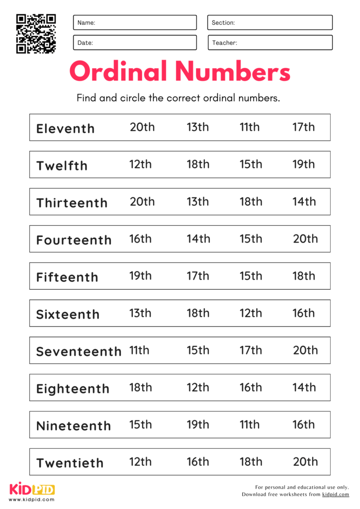 Worksheets For Ordinal Worksheets For Ordinal