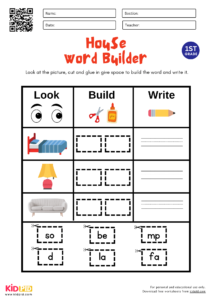 House Word Builder Worksheet For Grade 1 - Kidpid