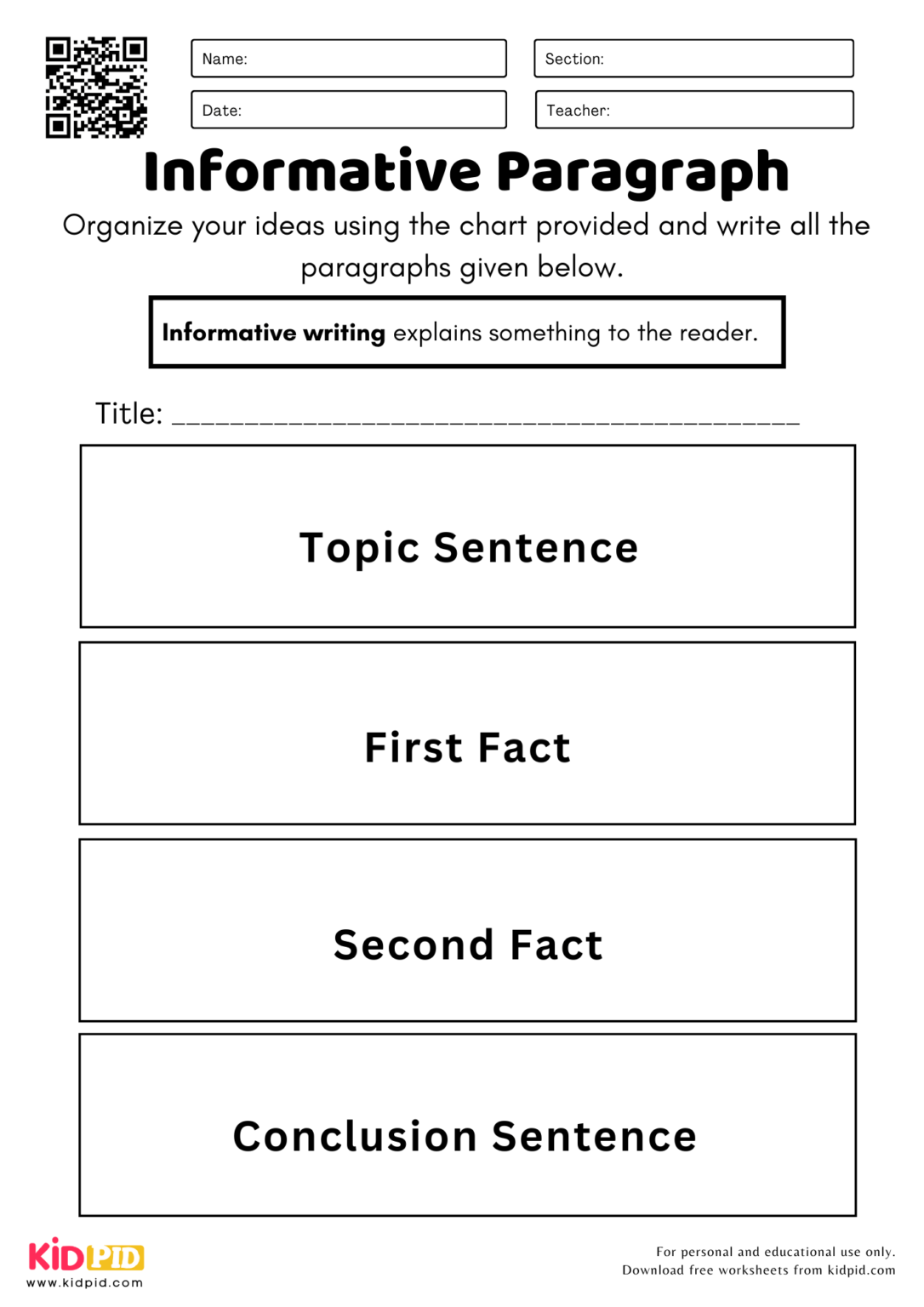 Informative Paragraph Writing Worksheet For Grade 1 - Kidpid
