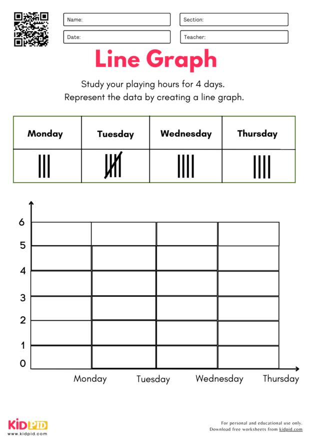 Line Graph & Tally Marks Worksheet For Grade 3 - Kidpid