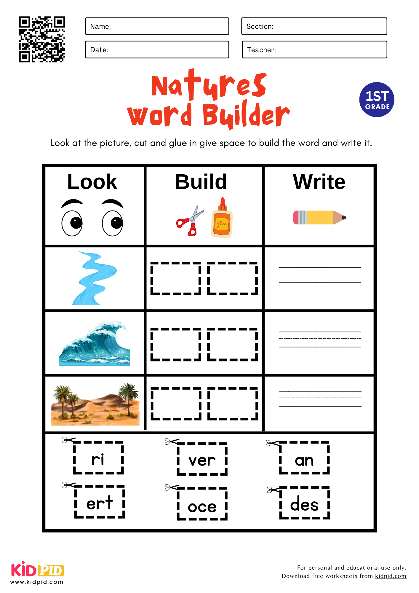 Nature Word Builder Worksheet For Grade 1 - Kidpid