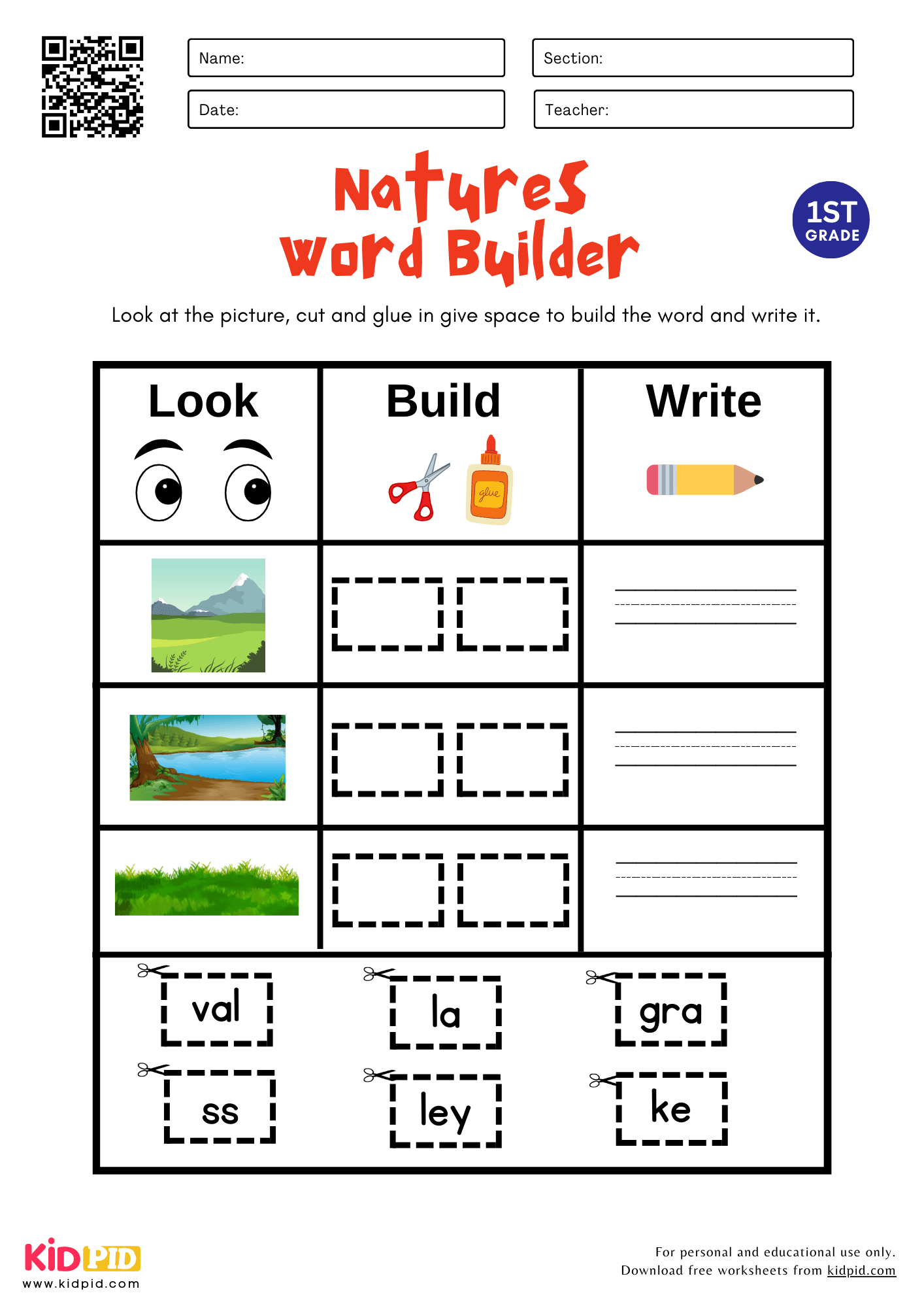 Nature Word Builder Worksheet For Grade 1 - Kidpid
