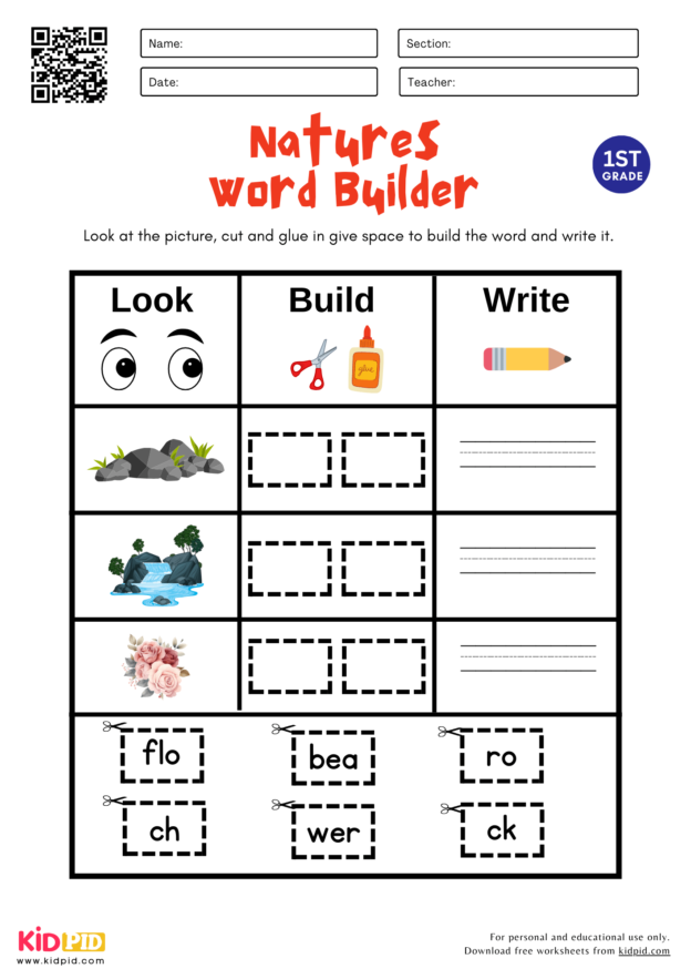 Nature Word Builder Worksheet For Grade 1 - Kidpid