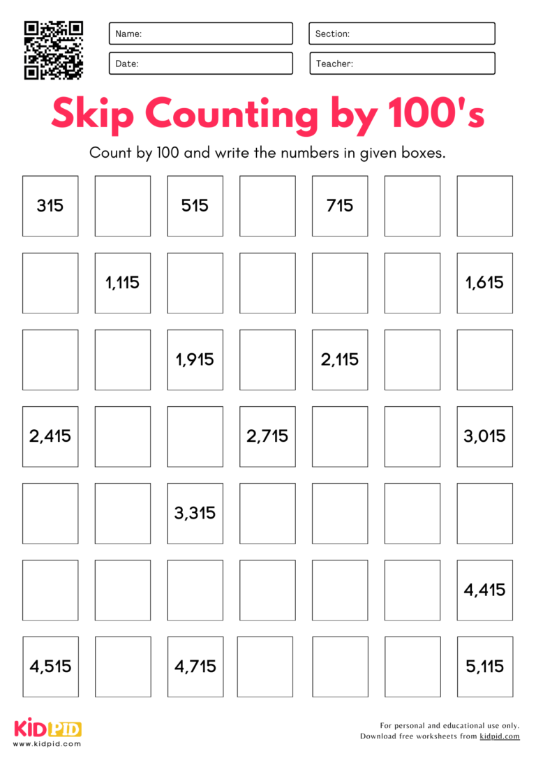 Skip Counting by 100's & 200's Worksheets For Grade 3 - Kidpid