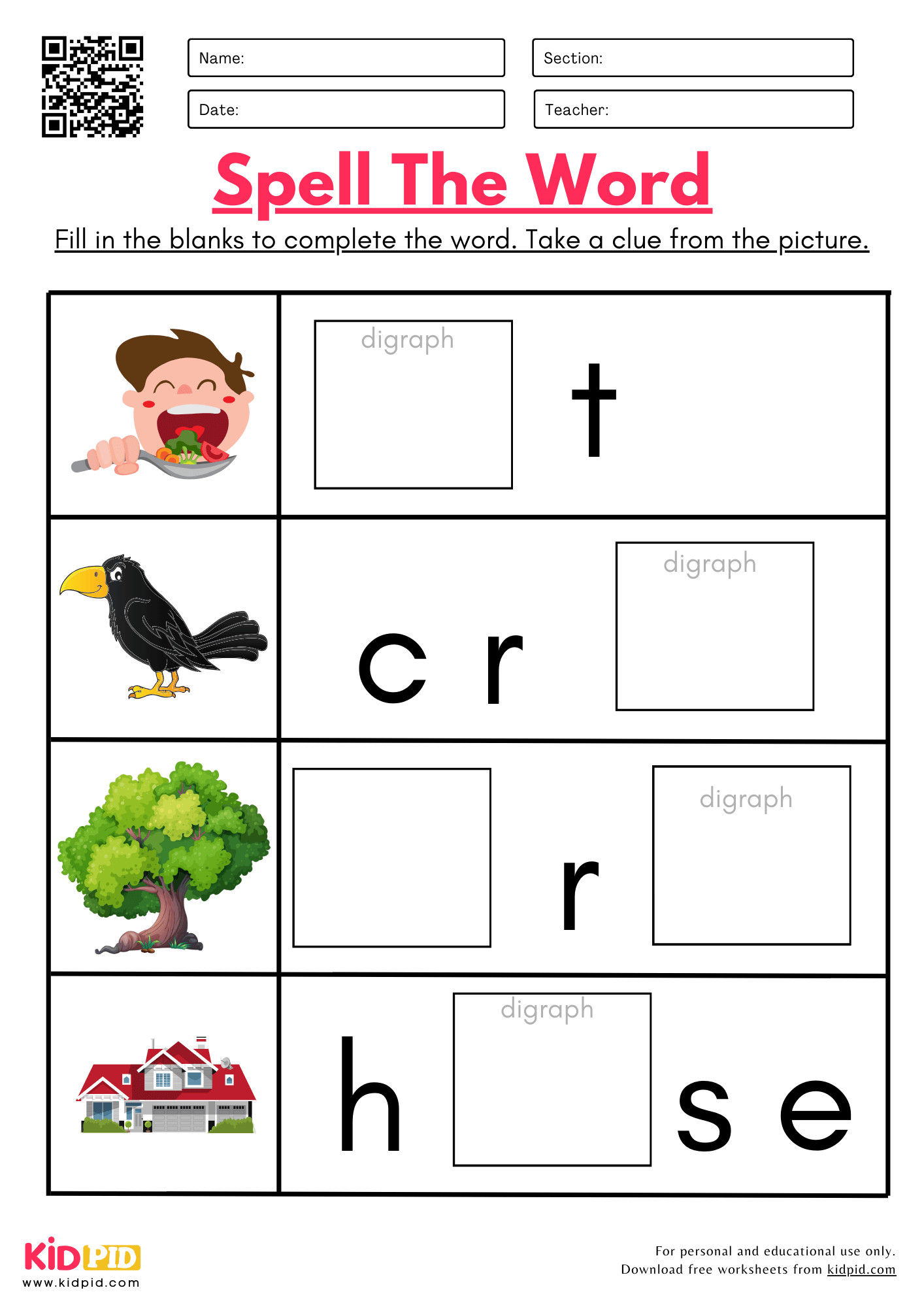Spell The Word Worksheet For Kindergarten - Kidpid