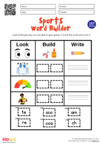 Sports Word Builder Worksheet For Grade 1 - Kidpid