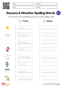 Trace & Write Spelling Word Worksheets For Grade 1 - Kidpid