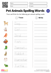Trace & Write Spelling Word Worksheets For Grade 1 - Kidpid
