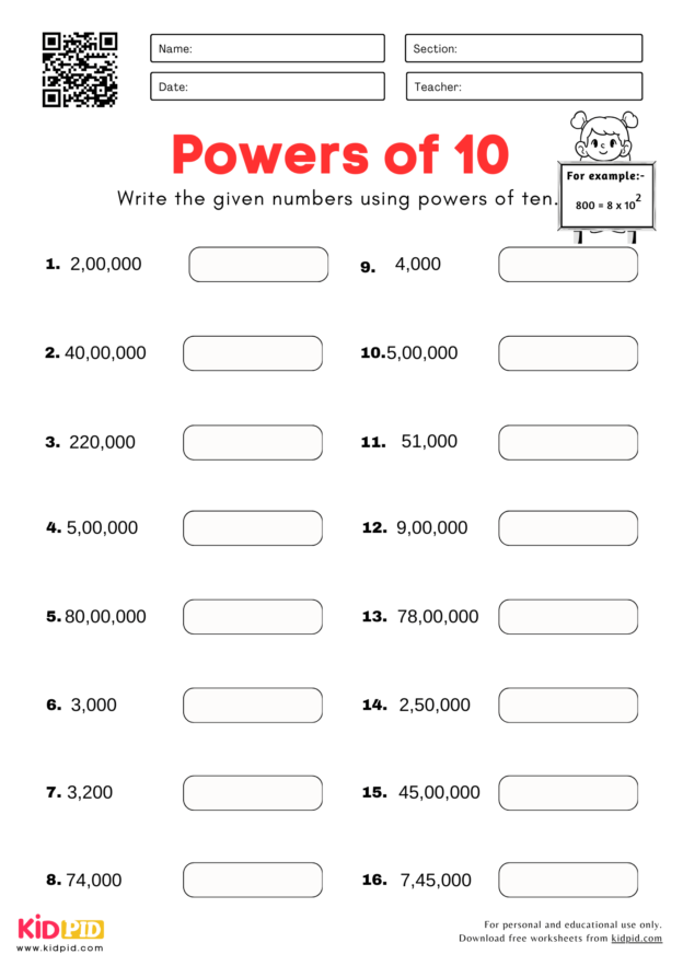 Using Powers Of 10 Worksheet For Grade 5 - Kidpid