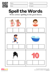 Write Spellings for Pictures Worksheet for Grade 2 - Kidpid
