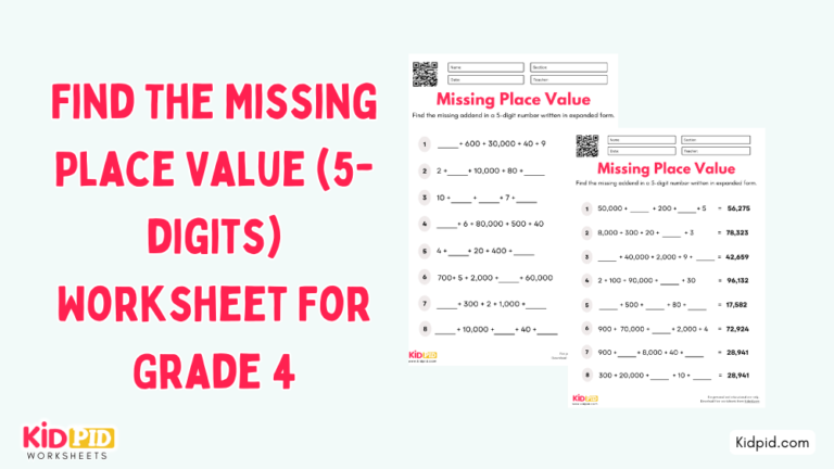 Find The Missing Place Value (5-digits) Worksheet For Grade 4 - Kidpid