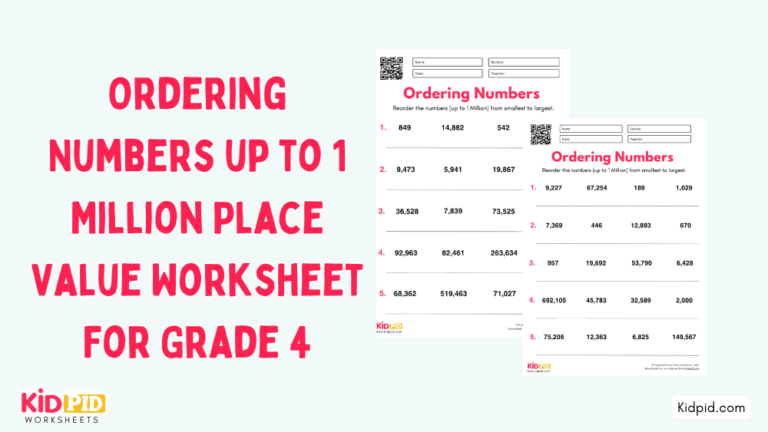 Ordering Numbers up to 1 Million Place Value Worksheet For Grade 4 - Kidpid