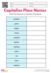 Capitalization Worksheets For Grade 1 - Kidpid