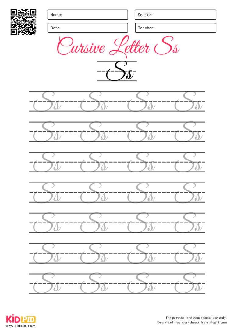 Cursive Letters Handwriting Worksheet - Kidpid