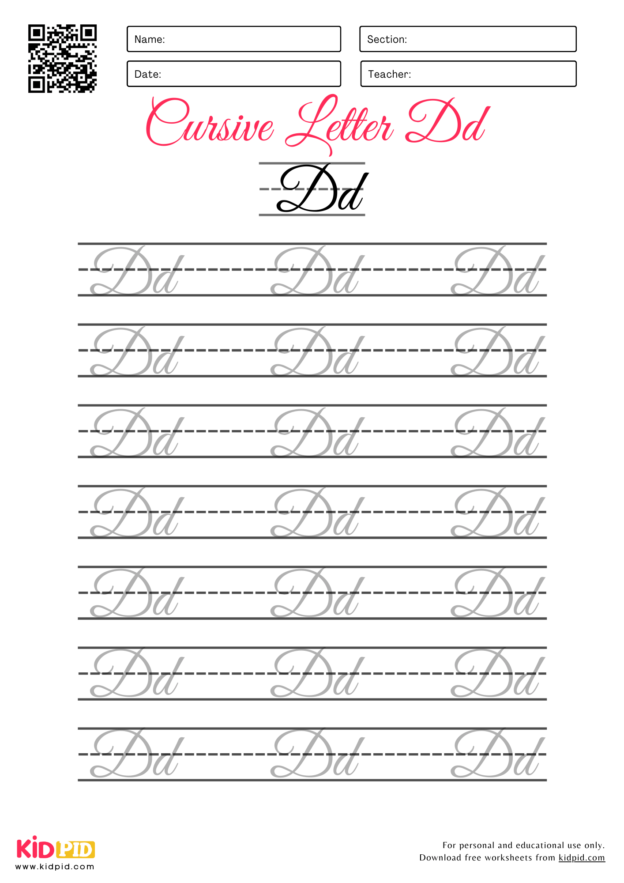Cursive Letters Handwriting Worksheet - Kidpid