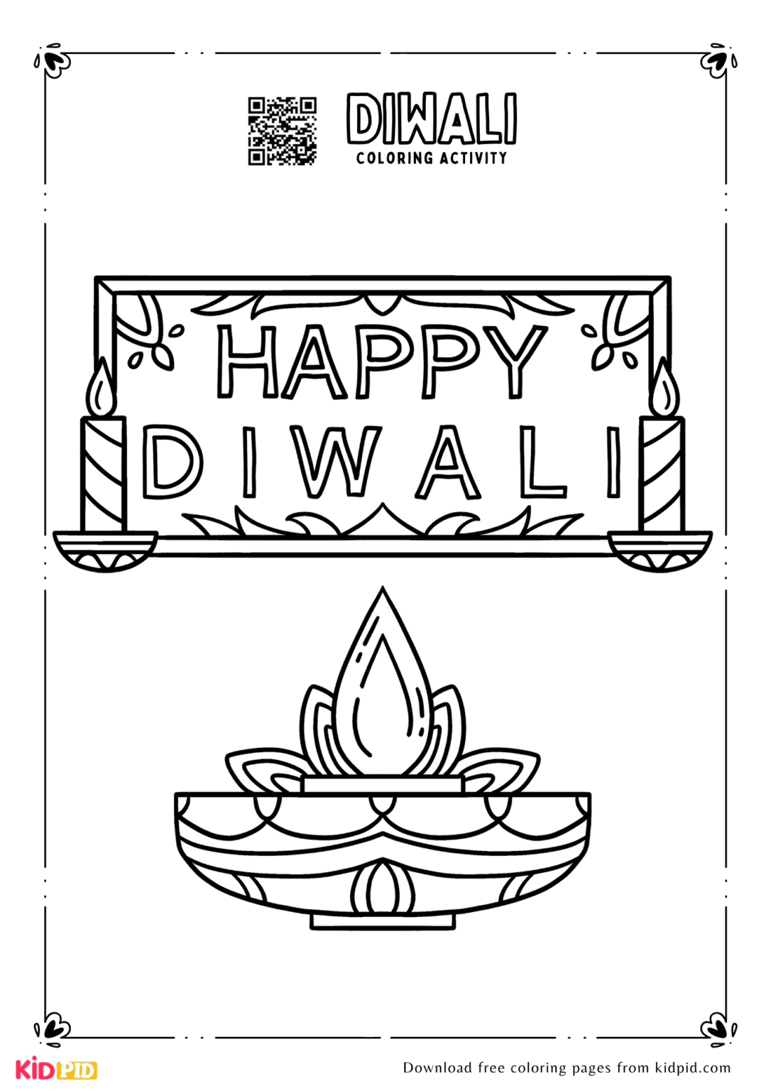 Diwali Coloring Pages For Kids - Kidpid