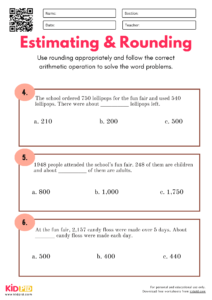 Estimating & Rounding Word Problems Worksheet For Grade 4 - Kidpid