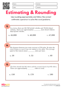 Estimating & Rounding Word Problems Worksheet For Grade 4 - Kidpid