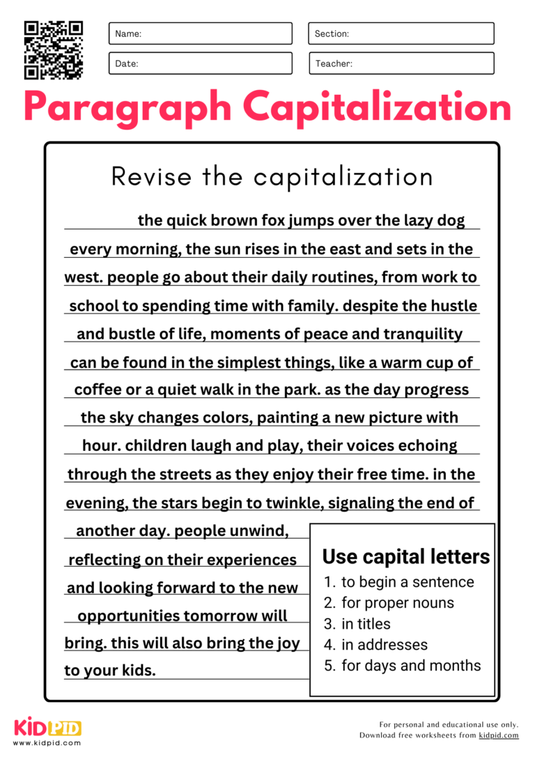 Capitalization Worksheet For Grade 3 - Kidpid