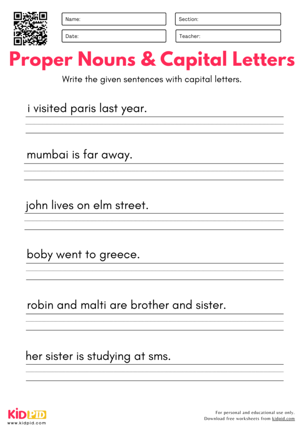 Capitalization Worksheets For Grade 1 - Kidpid