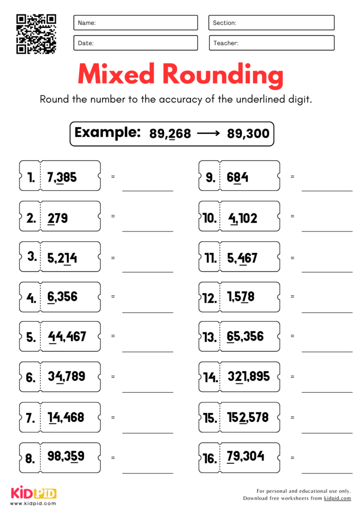 Rounding Numbers Worksheet For Grade 4 - Kidpid