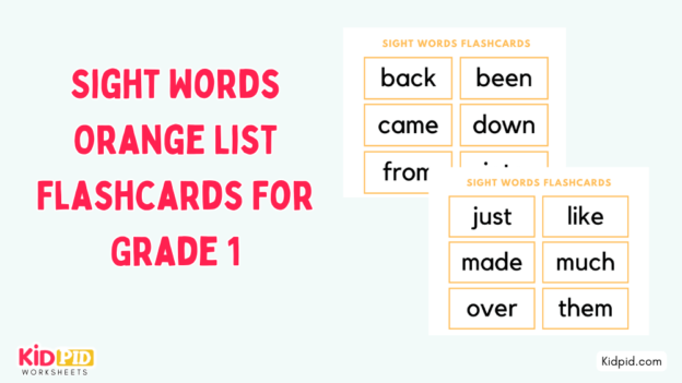 Sight Words Orange List Flashcards For Grade 1 - Kidpid