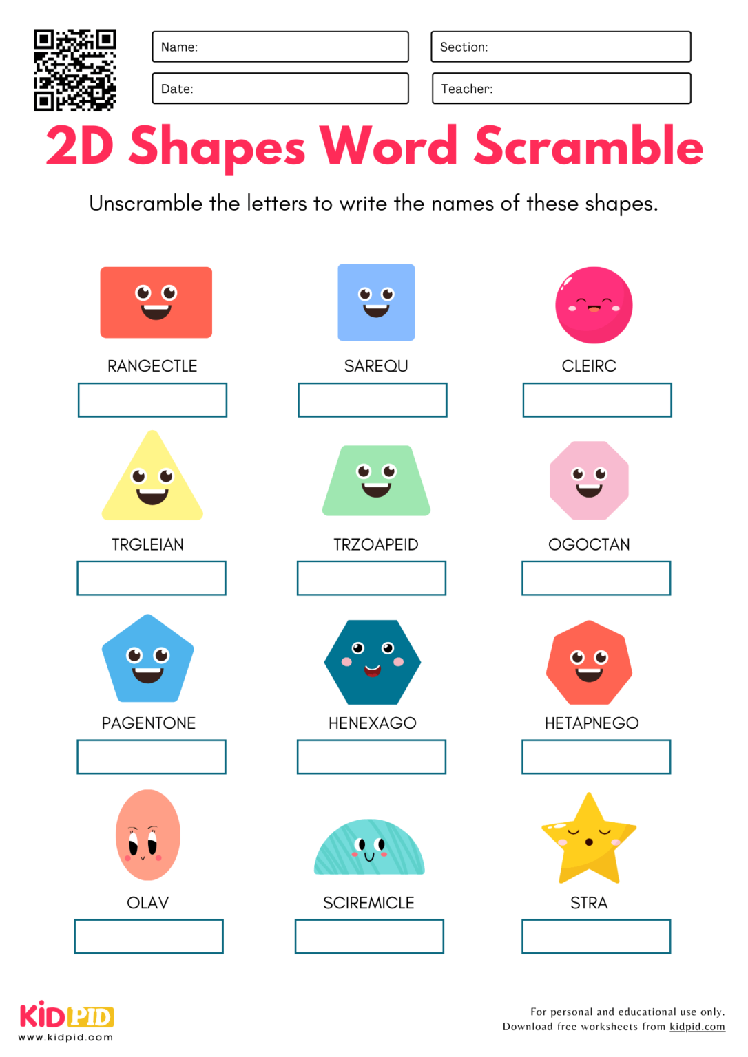 Geometry Worksheets For Grade 1 - Kidpid