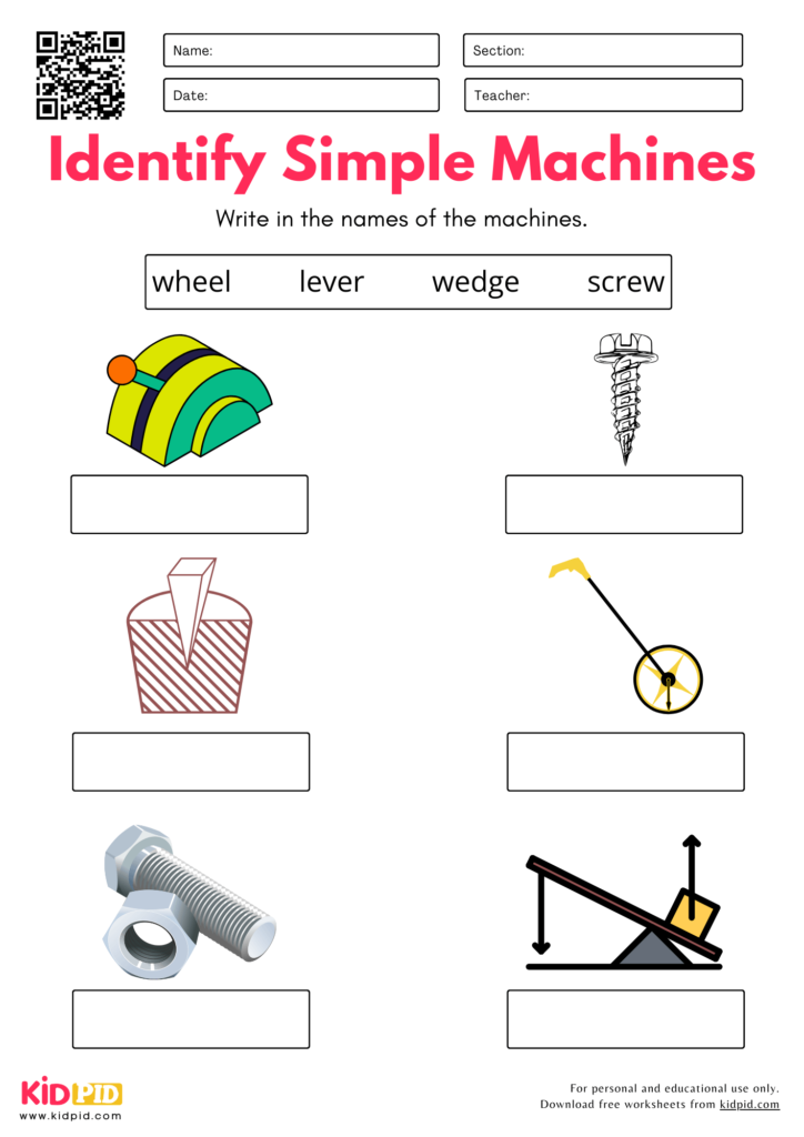 Forces & Machines Worksheet For Grade 1 - Kidpid