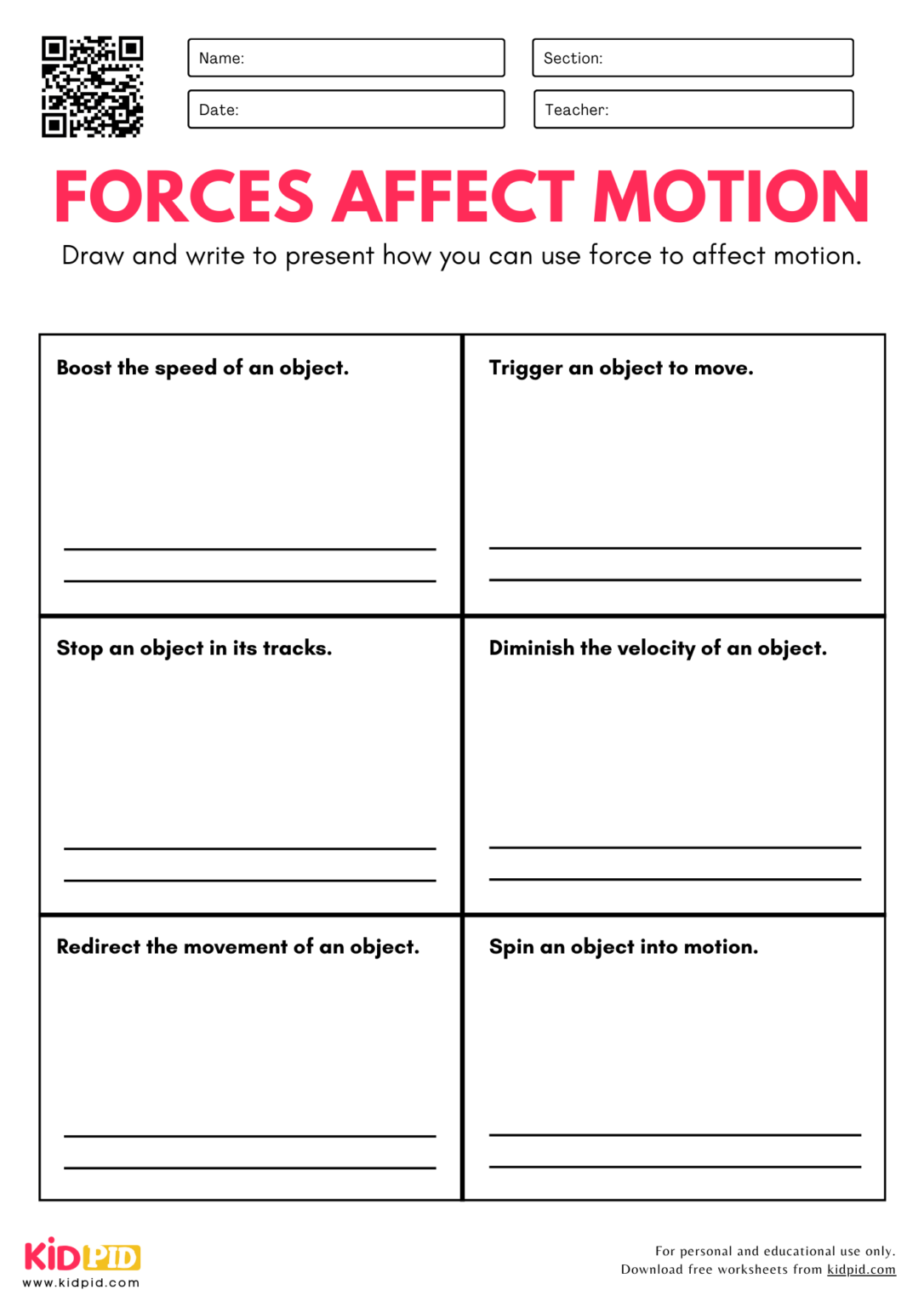 Forces & Machines Worksheet For Grade 2 - Kidpid