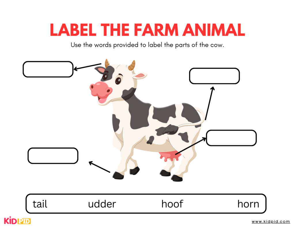 Label The Farm Animals Worksheet - Kidpid