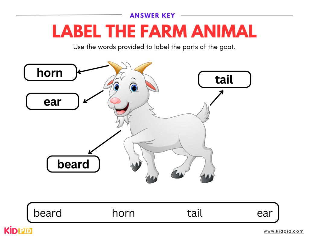 Label The Farm Animals Worksheet - Kidpid