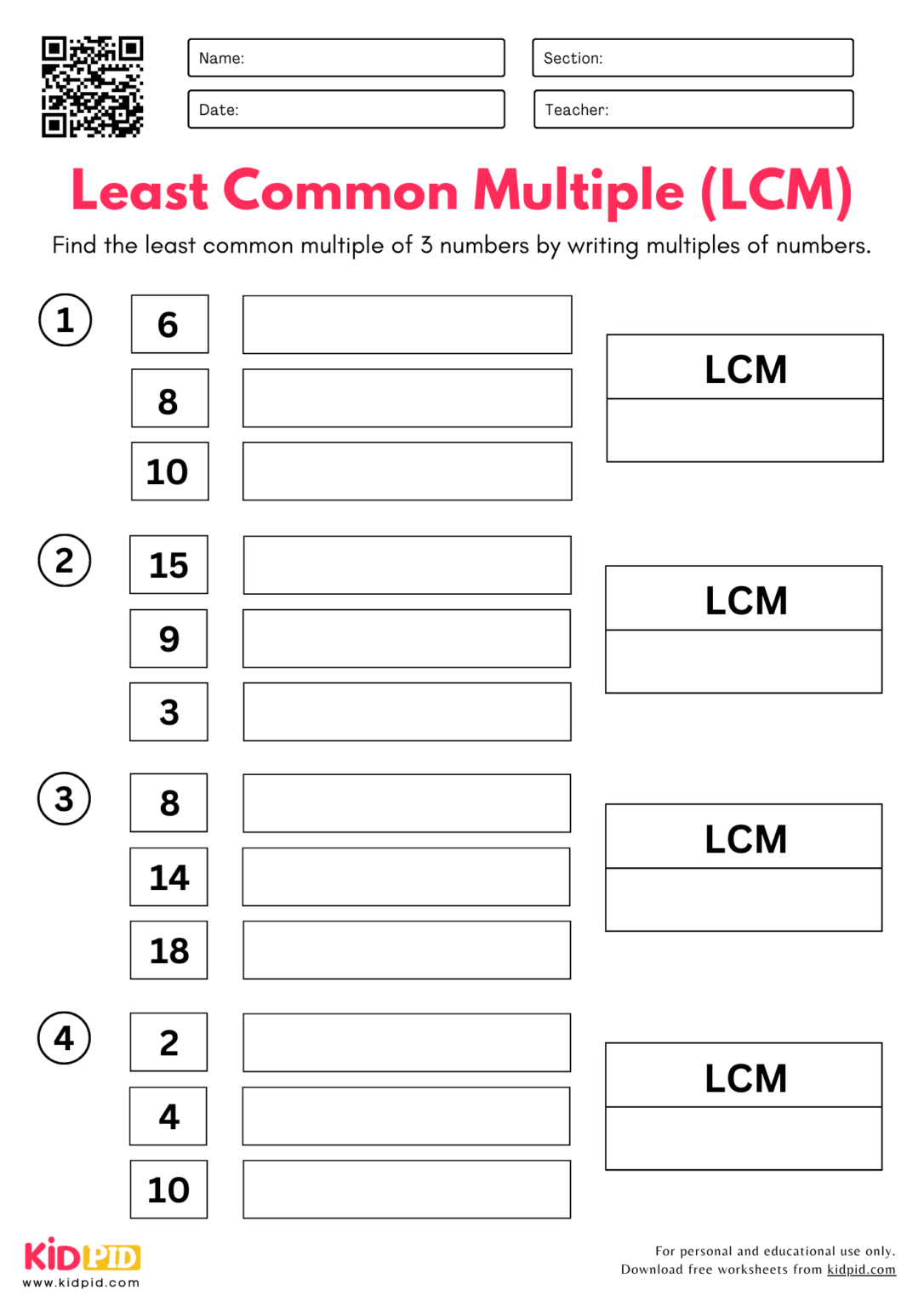 Factoring Worksheets for Grade 6 - Kidpid