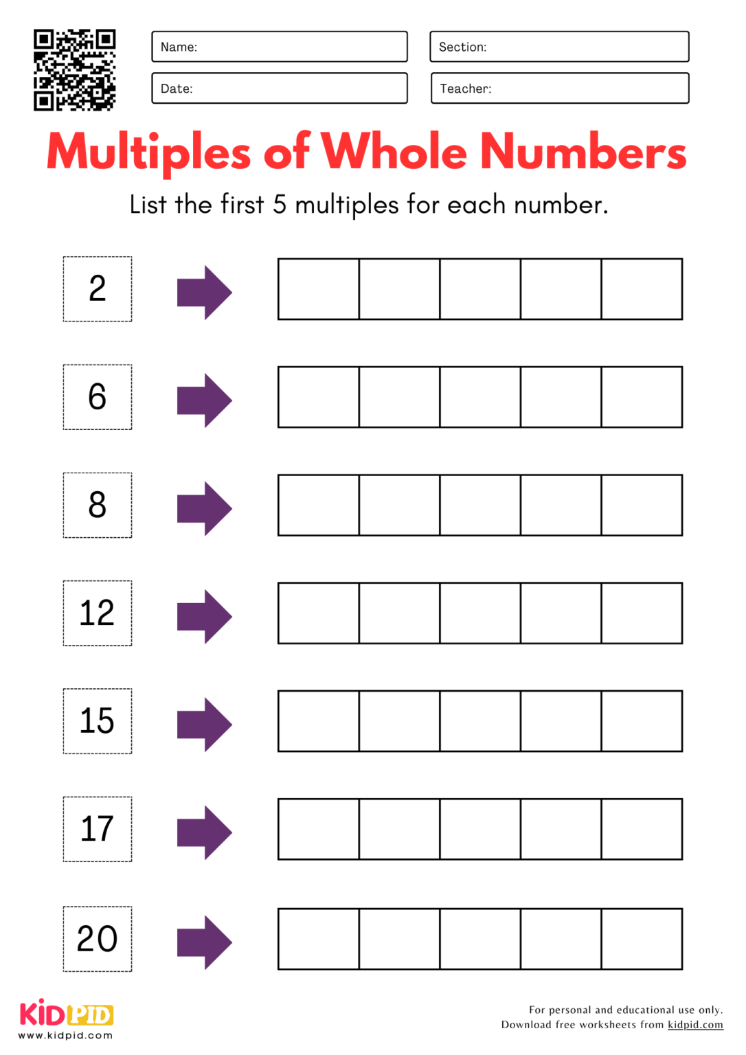 Factoring Worksheets for Grade 4 - Kidpid