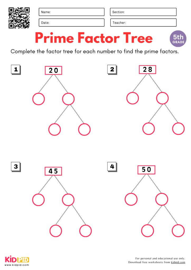 Factoring Worksheets for Grade 5 - Kidpid