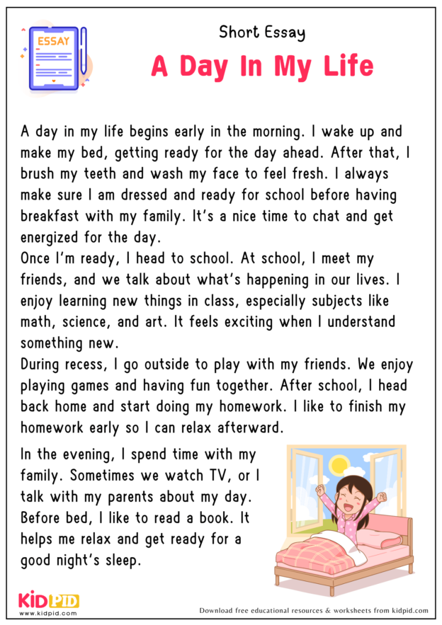 Essay - A Day In My Life - Kidpid