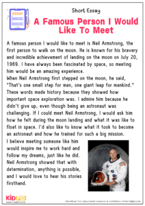 Essay - A Famous Person I Would like to Meet - Kidpid