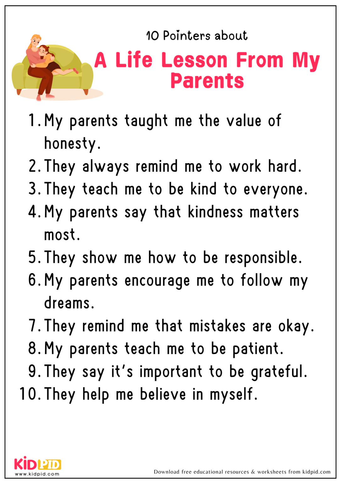 Essay - A life lesson From My Parents - Kidpid