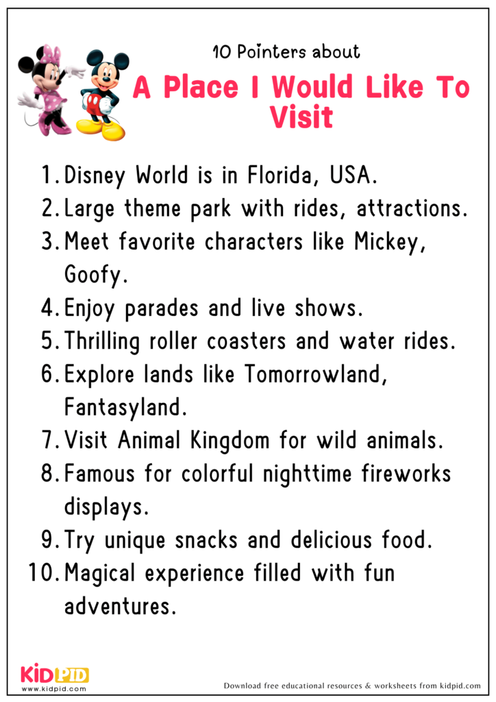 Essay - A place I would Like To Visit - Kidpid