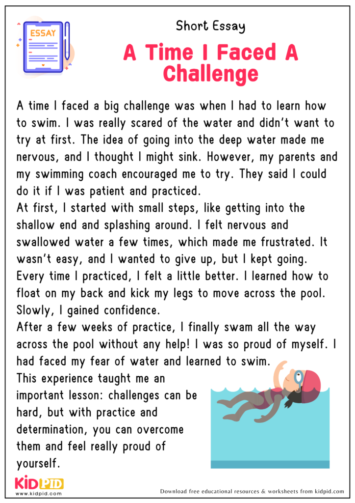 Essay - A time I Faced A Challenge - Kidpid