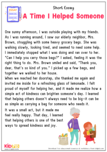 Essay - A Time I Helped Someone - Kidpid