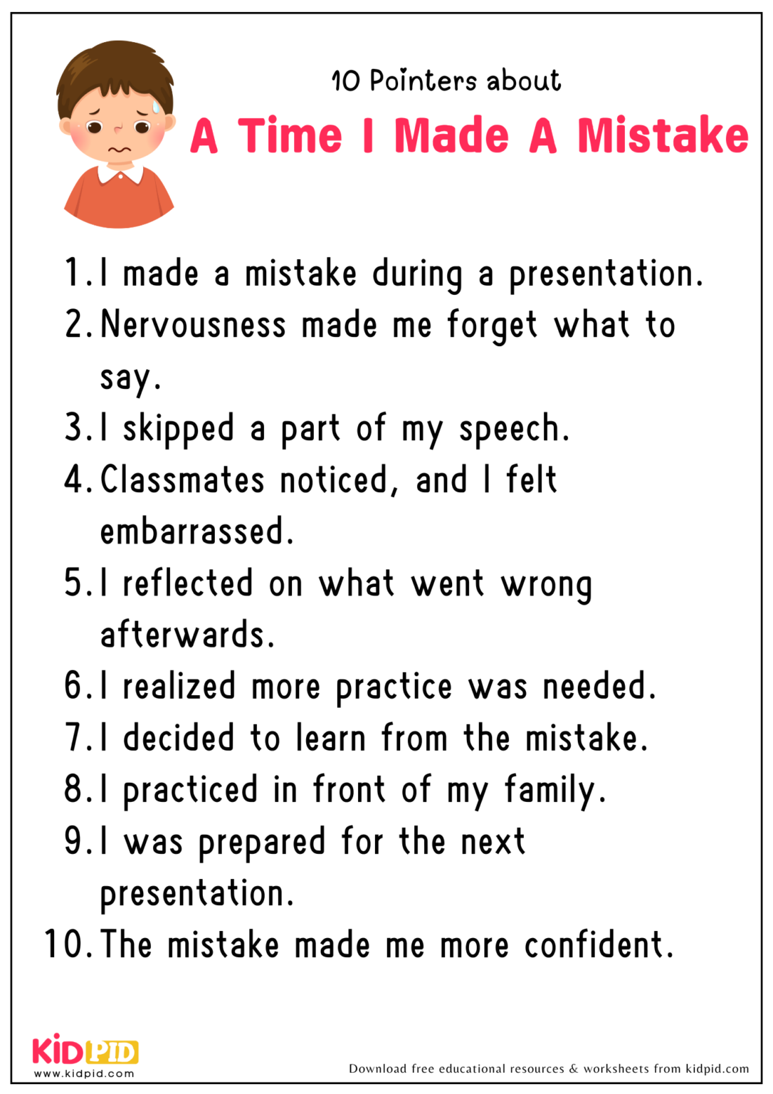 Essay - A Time I Made A Mistake - Kidpid