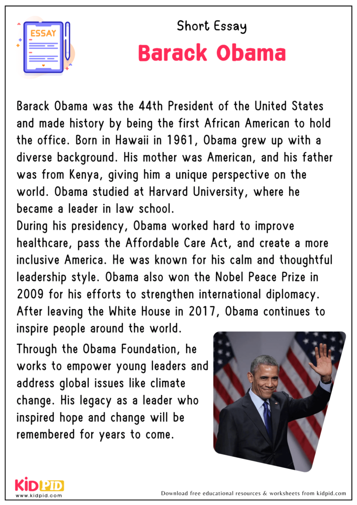 Essay - Barack Obama - Kidpid