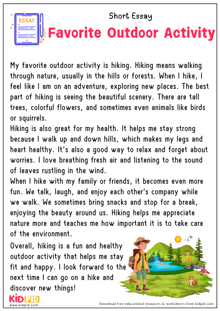 Essay - Favorite Outdoor Activity - Kidpid