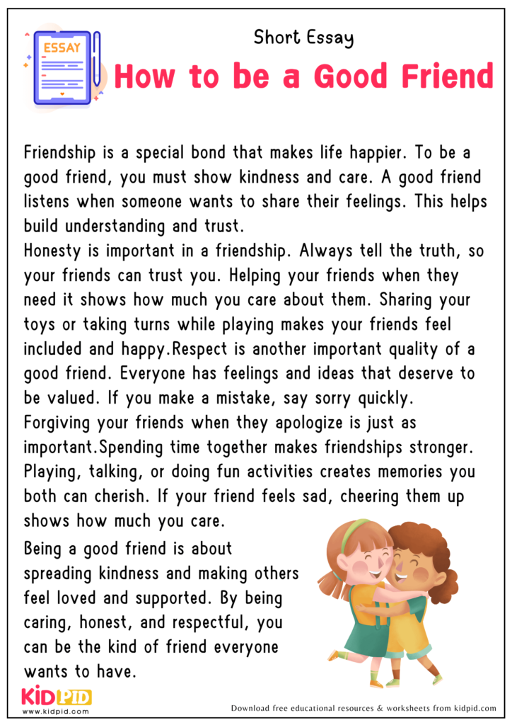 Essay - How to be a Good Friend - Kidpid